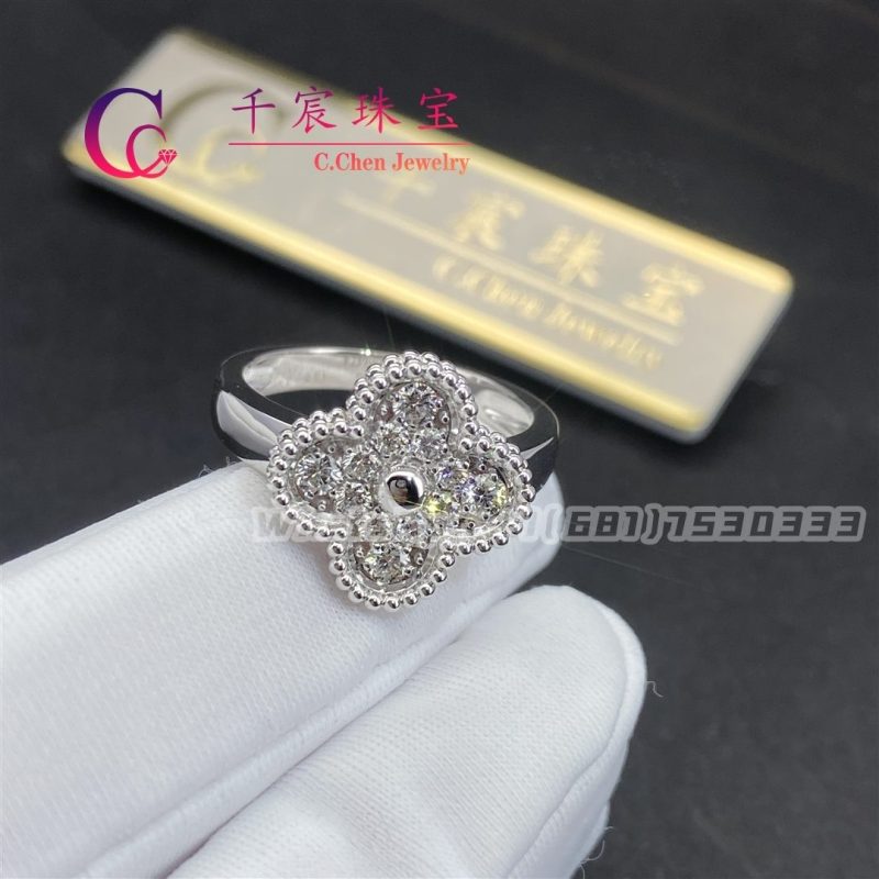 Van Cleef & Arpels Vintage Alhambra Ring White Gold diamonds VCARO26N00 ...