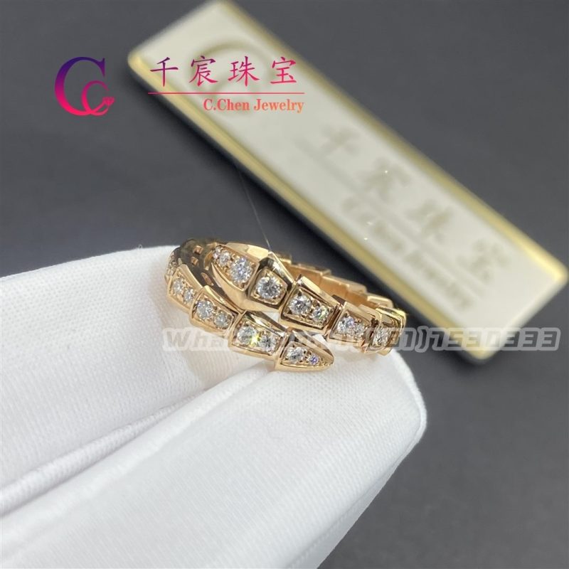 Bvlgari Serpenti Rose Gold Ring Set with Pavé Diamonds 355974 – C Chen ...