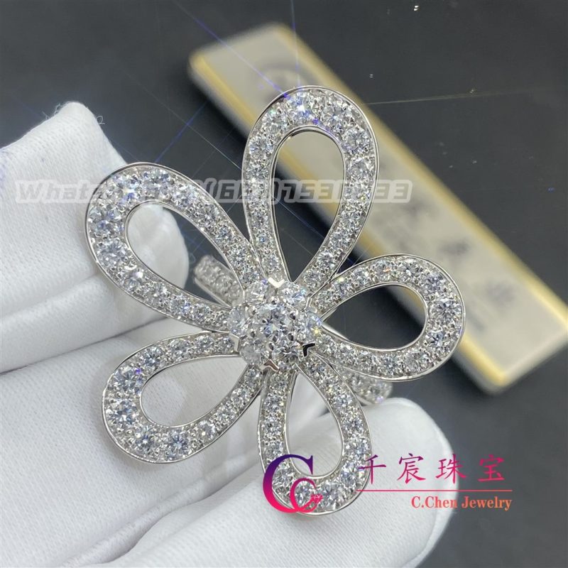 Van Cleef & Arpels Flowerlace Ring Diamond And White Gold VCARP05300 ...
