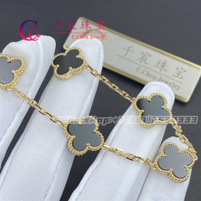 Van Cleef & Arpels Vintage Alhambra Bracelet 5 Motifs Onyx VCARA41300 ...