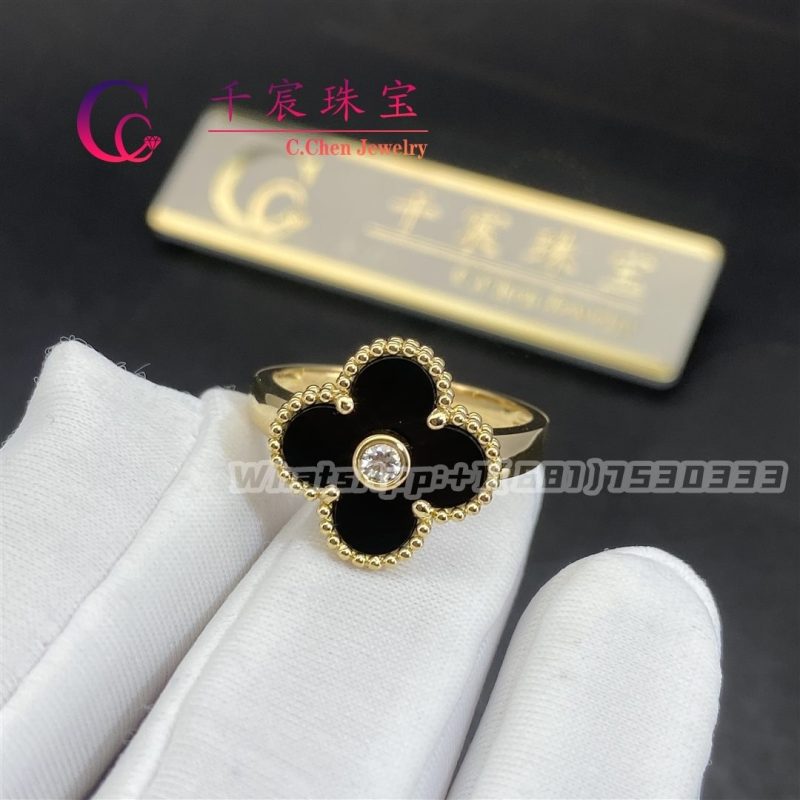 Van Cleef & Arpels Vintage Alhambra Ring Yellow Gold Onyx VCARA41000 ...